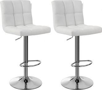 Songmics 2er-Set Barhocker mit Lehne und robustem, wei&szlig;, 38 x 44,5 x 115 cm