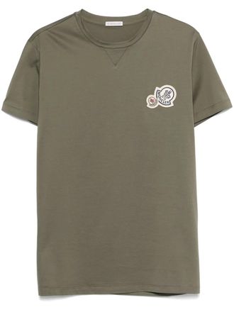 Moncler t-shirt en coton &agrave; patch double logo - Vert
