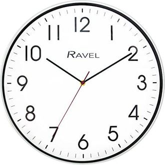 Ravel Horloge Murale Moderne de 40 cm pour Le Bureau et la Cuisine - Quartz analogique - RWC.40.4 - Blanc