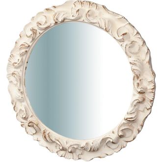 Biscottini International Biscottini - Miroir Mural &agrave; accrocher en bois blanc daspect antique L40XPR3XH40 cm Made in Italy