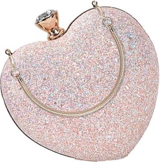 IFUNDOM Pochette &agrave; Paillettes de Coeur Rose Bandouli&egrave;re Cha&icirc;ne Paquet de Soir&eacute;e Petit Format pour D&icirc;ner et F&ecirc;te
