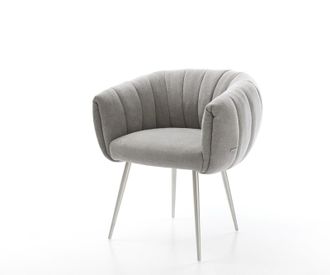 DELIFE Esszimmerstuhl Jada-Flex Strukturstoff Soft Grau 4-Fu&szlig; konisch Edelstahl Taschenfederkern, Esszimmerst&uuml;hle