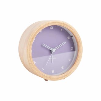 Karlsson Wecker Gentle - Violett - &Oslash;11.8cm - Rund - Holz - Wecker f&uuml;r Schlafzimmer Weihnachtsdekoration - Geschenk f&uuml;r sie