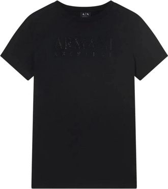 A|X Armani Exchange Femme, Tops, Noir, Taille: 40 FR T-shirt Coupe Standard en Jersey de Coton