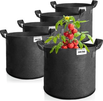Com-Four 5X Pflanzsack je 60 L für Kartoffeln - Tomaten-Kübel mit Griffen - Pflanztasche - Pflanztopf Tomaten - Pflanzenschutzsack (60 L - 5 Stück)