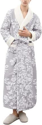 Generic Pyjama Homme Hiver Pyjama Polaire Homme Peignoir Couple Grande Taille Automne Hiver en Polaire Jacquard Long V&ecirc;tement de Nuit Assorti pour Lui et Elle