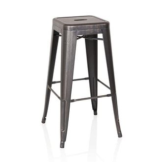 hjh OFFICE 645035 Tabouret de Bar VANTAGGIO High Métal Noir/Or, Tabouret Industriel Haut, empilable