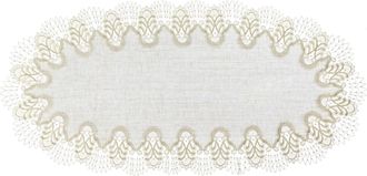 Plauener Spitze 4048L_11_4085 Tischdecke Oslo L, Gr&ouml;&szlig;L 40 x 85 cm, oval