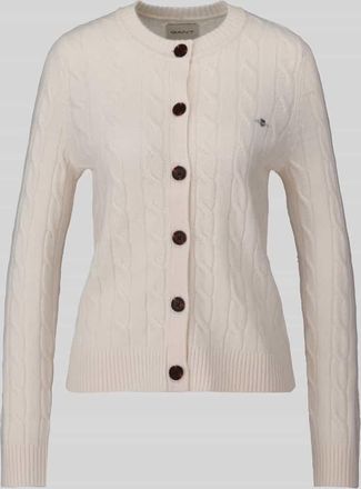 GANT Strickjacke aus Wolle mit Logo-Detail