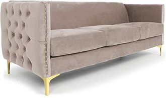 Menzzo Joshua 3-Sitzer Sofa mit Samtbezug Taupe