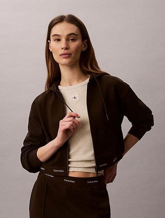 Calvin Klein Sweat &agrave; capuche zipp&eacute; court et &eacute;lastique avec logo