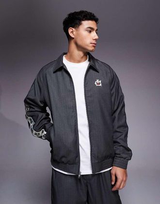 Icecream Trainingsjacke in Anthrazit mit Logo und Nadelstreifen, Kombiteil-Grau