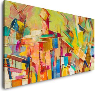 Paul Sinus Art Abstrakte Kunst 120x 60cm Panorama Leinwand Bild XXL Format Wandbilder Wohnzimmer Wohnung Deko Kunstdrucke