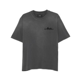 Amiri Homme, Tops, Gris, Taille: L T-shirt Col Rond Logo Brod&eacute;