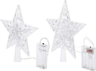 SOLUSTRE 2 Stück Weihnachtsbaumspitze LED Weihnachtsstern Beleuchtet Weihnachten Beleuchtung Acryl Christbaumspitze Baumspitze Baumschmuck Spitze Weihnachtsbau