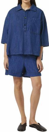 Scotch & Soda Damen Sporty Utility In Lightweight Washed Indigo Denim Shorts, Washed Indigo, S EU
