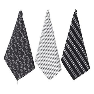 Penguin Home Geschirrtücher aus recycelter Baumwolle, umweltfreundlich, nachhaltig, einfarbig, Bedruckt, mit Quasten an beiden Ecken, Größe: 50 x 70 cm, Farbe: Wei