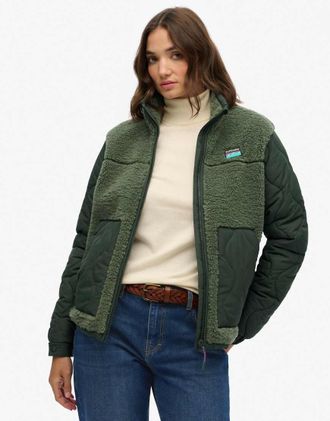 Superdry Veste hybride en polaire et imitation peau de mouton - Kaki laurier-Vert