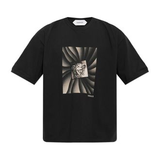 Versace Bedrucktes Baumwoll-Jersey-T-Shirt in Regular Fit - - Tops - Herren - Schwarzk - M