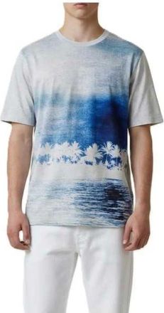Paul Smith Homme, Tops, Multicolore, Taille: M T-shirt en coton avec imprim&eacute; plage et palmiers