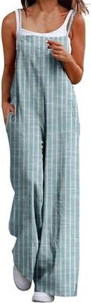 Generic Combinaison boh&egrave;me d&eacute;contract&eacute;e pour femme avec bretelles spaghetti extensible longue grande taille barboteuse pour femme taille 42 combinaison bandea