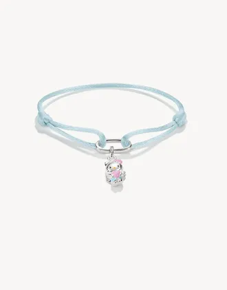 Thomas Sabo Hello Kitty bracelet textile bleu clair avec charm - connect en argent&eacute;, noir, rose