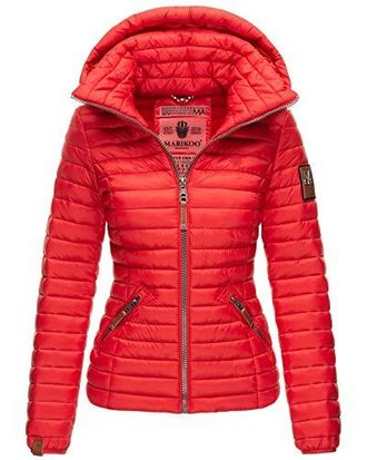 Marikoo B839 Veste pour femme matelass&eacute;e et gesteppte Veste de transition, rouge, M