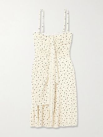 Isabel Marant Gemma Minikleid Aus Stretch-jersey Mit Punkten Und Raffungen - Ecru