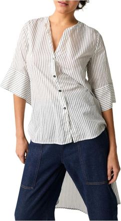 Alessia Santi Femme, Blouses et Chemises, Blanc, Taille: 38 FR Chemise Longue Ray&eacute;e