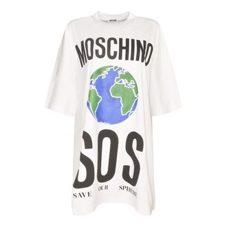 Moschino Bedrucktes schweres Baumwollkleid - - Tops - Damen - Wei&szlig; - XS