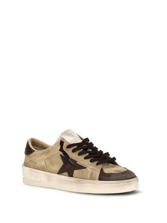 Golden Goose Mens Stardan Suede Sneakers Beige-Brown-White Beige/brown/white