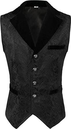 Generic Gilets sans Manche Homme Grande Taille- Gilet Gothique à Revers-Top Vintage avec Boutons Casual Steampunk Medievale RéTro Cour Victorienne Costume Hal