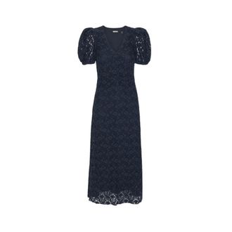 Rotate Draped Puff-Sleeve Midi Dress - - Dresses - Damen - Braun - 3XS