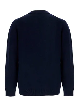 Soft Goat Cashmere Polo Collar Sweater - Blue