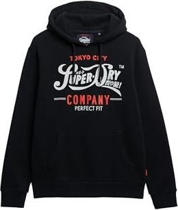 Superdry Sweat à capuche pour homme avec inscription, Noir, S