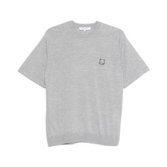 Maison Kitsun&eacute; Homme, Pulls, Gris, Taille: L Fox Head Merino Jumper