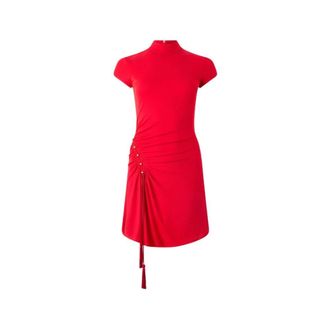 Roberto Cavalli Goldapplikation Mini Kleid mit Raffungsdetail - - Dresses - Damen - Rot - L