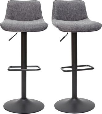Miliboo Miliboo - Tabourets de bar r&eacute;glables pivotants 360&deg; en tissu effet velours textur&eacute; gris et m&eacute;tal (lot de 2) boost