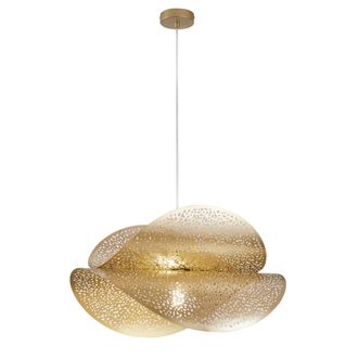 Luce-Ambiente-Design Rhei-tara Suspension in Perforated Gold Metal with Double Sail
