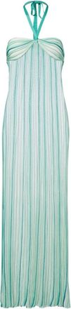 Missoni Femme, Robes, Multicolore, Taille: 40 FR Robe Longue Maxi &agrave; Col Halter Ray&eacute;e