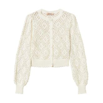 Twinset Femme, Pulls, Beige, Taille: 38 FR Gilet &agrave; Bord Festonn&eacute;