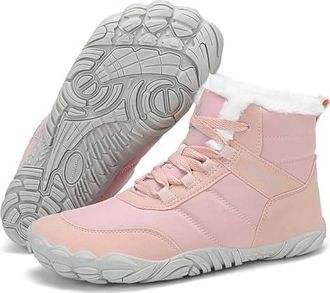 Mishansha Botte Femme Hiver Bottines Homme Neige Chaude Chaussure Minimaliste Hiver Boots Fourrées pour Femme Homme, Rose GR.37