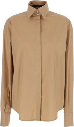 Federica Tosi Femme, Blouses et Chemises, Beige, Taille: 36 FR Chemise &agrave; Col Classique