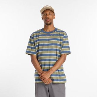 New Balance Homme Numeric Thin Stripe T-Shirt en Bleu, Jersey de coton, Taille 2XL