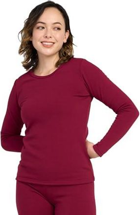 Lapasa Haut Thermique Femme Maillot de Corps à Manches Longues sous-Vêtements Chauds Thermoflux Automne/Hiver L42 Bordeaux (1 Haut, Épais) XS