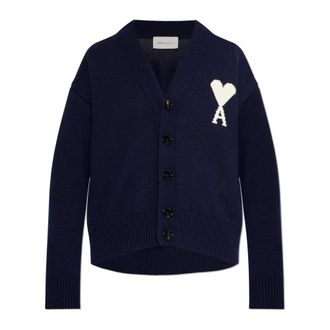 Ami Logo Cardigan - Femme - Pulls - Bleu - Taille: 42 FR