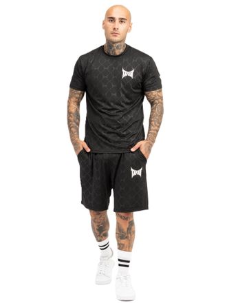Tapout Herren T-Shirt & Shorts Set normale Passform PHILIOS, Black/White, XXL