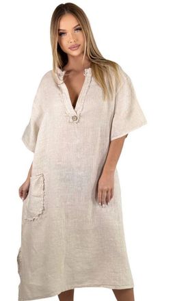 Mississhop Sommerkleid Dame Kleid Sommerkleid 100% Leinen M.3093 Gr.36-40