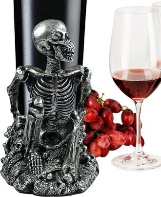 Generic Halloween Schädel Weinregal - Weinflaschenhalter Harz Skeleton Organizer, Arbeitsplattenaufbewahrungsständer | Gruseliges dekoratives Display, Einziga