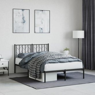 vidaXL Cadre de lit m&eacute;tal sans matelas avec t&ecirc;te de lit noir 120x200cm Vidaxl